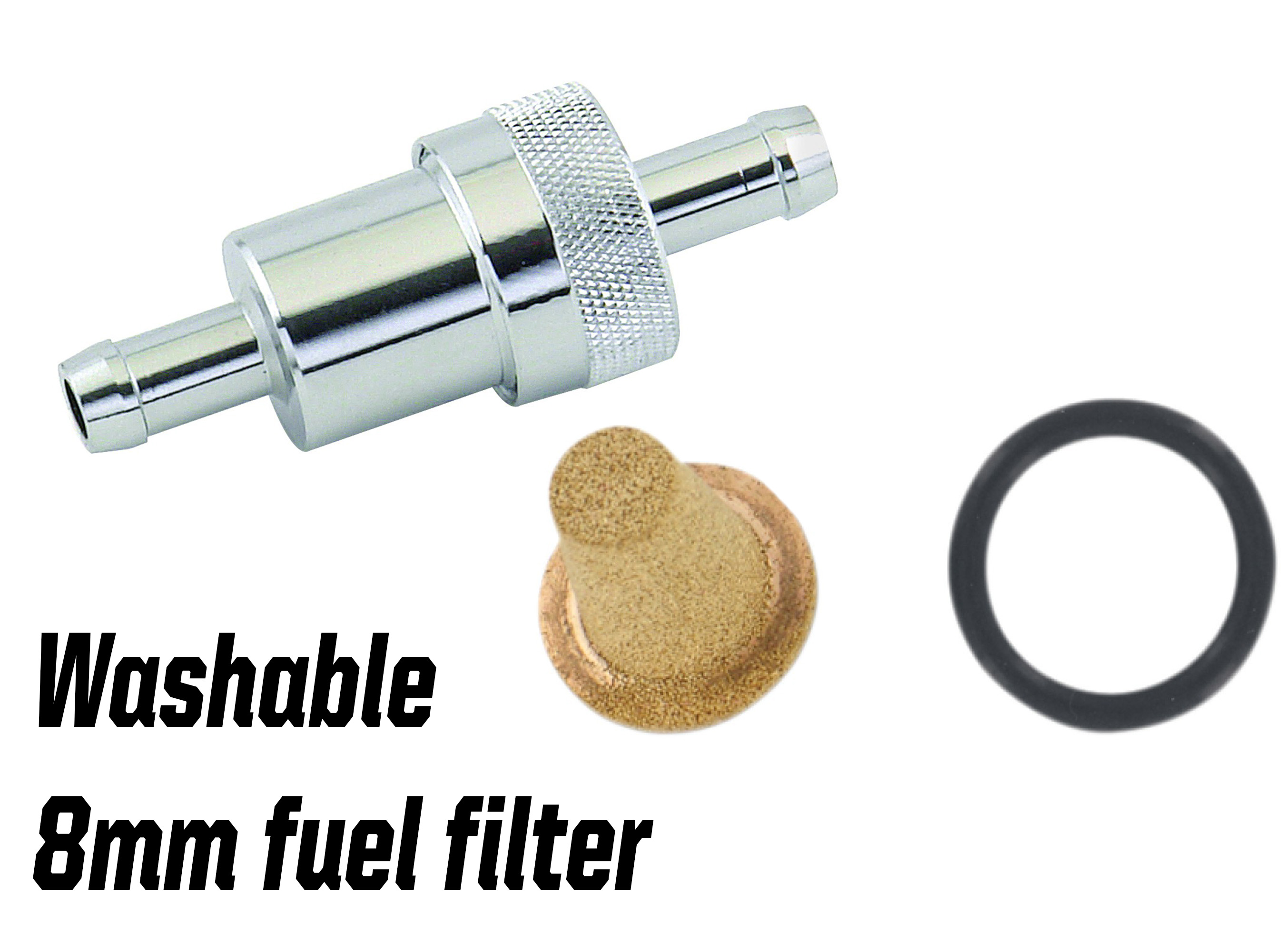 Billet aluminium 8 mm washable inline alloy fuel filter road race rally ...
